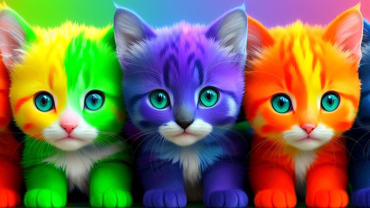 Colorful Little Cute Cats, Animation and Happy Kids Songs for Children ...