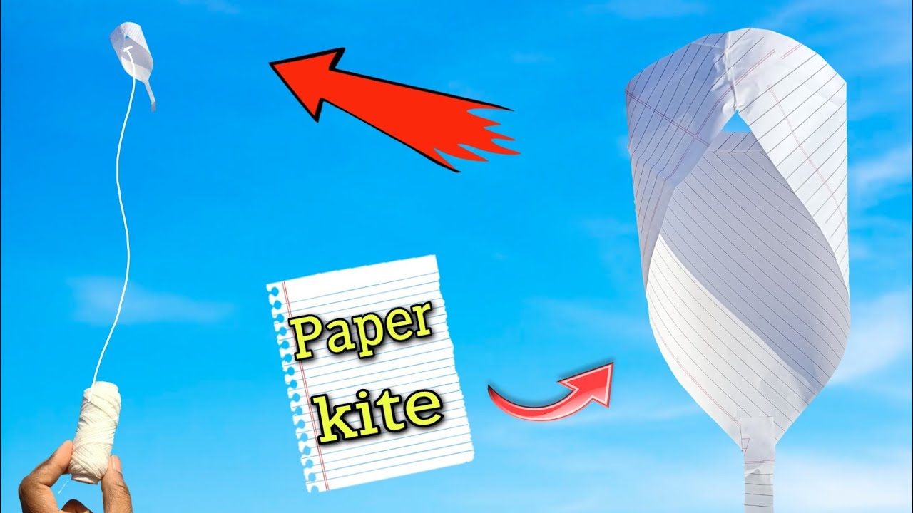 how to make notebook paper kite, flying kite from notebook paper, kite making, patang kese ...