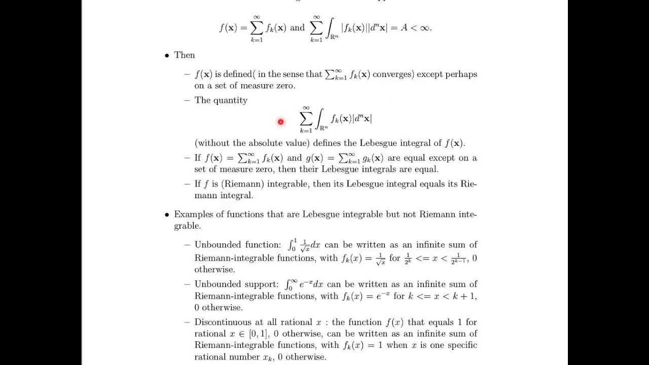 Math 23b. Week 7, Video 4: Measure zero & Lebesgue integrals (20.5 ...