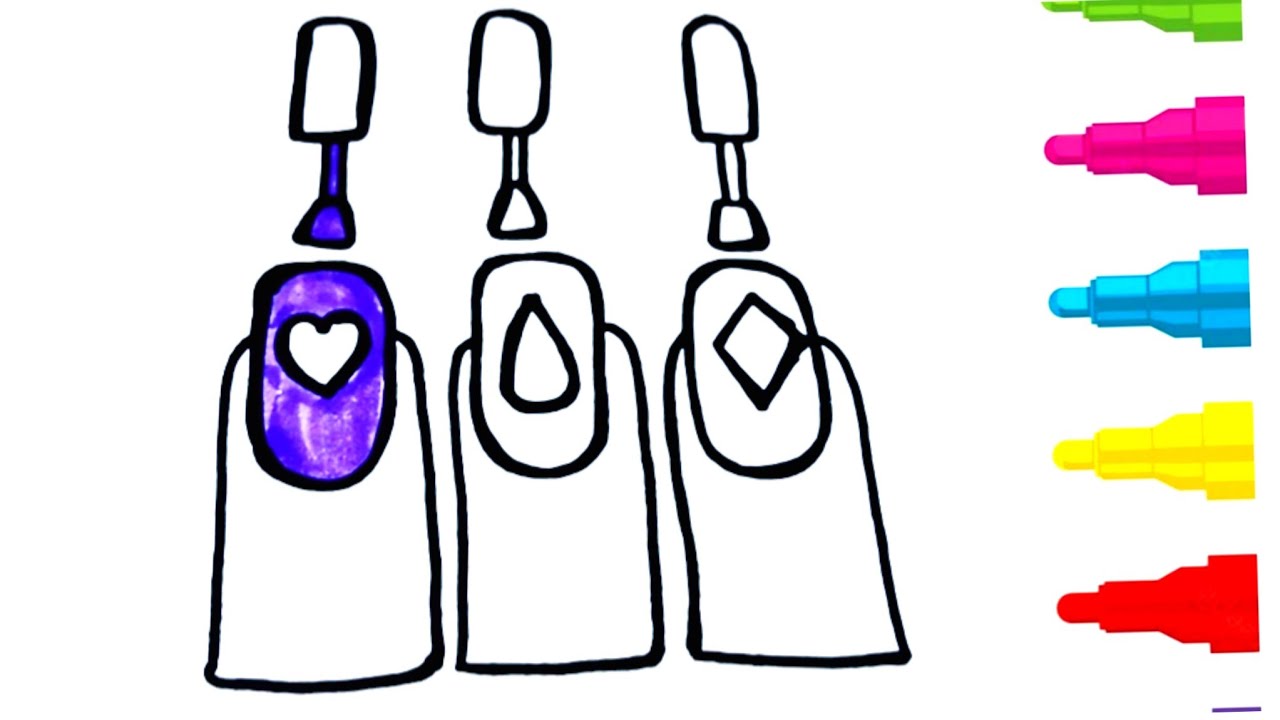 easy nail art drawing for kids|nail art drawing and colouring for baby ...