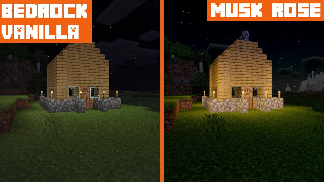 Bedrock Vanilla vs Musk Rose | Shader Comparison (bedrock edition ...