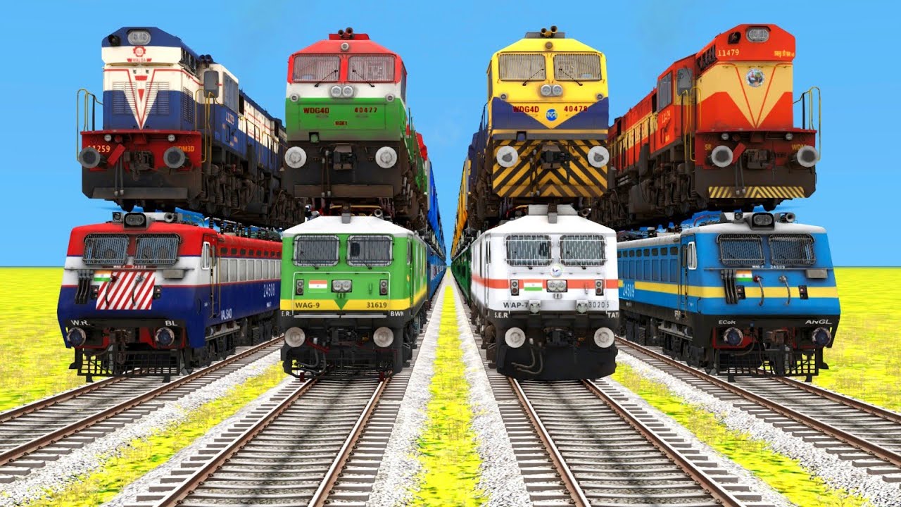 TRAINS ON TOP OF THE TRAIN CROSSING ON INVISIBLE RAILROAD TRACKS ...