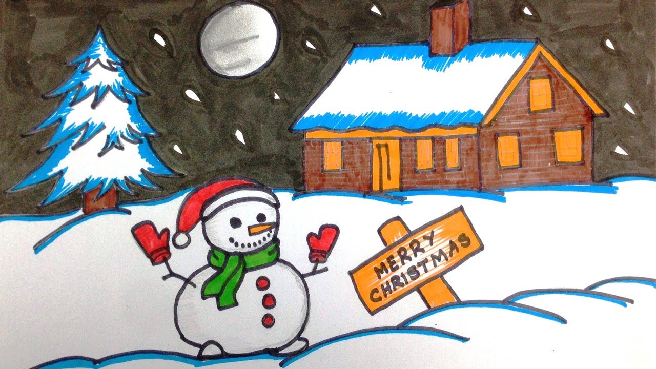 Christmas Landscape Drawing