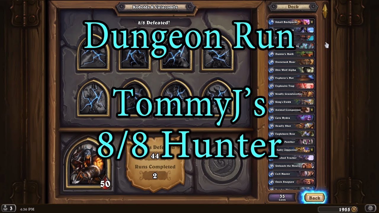 Hearthstone: Kobolds and Catacombs Hunter 8/8 Dungeon Run - YouTube