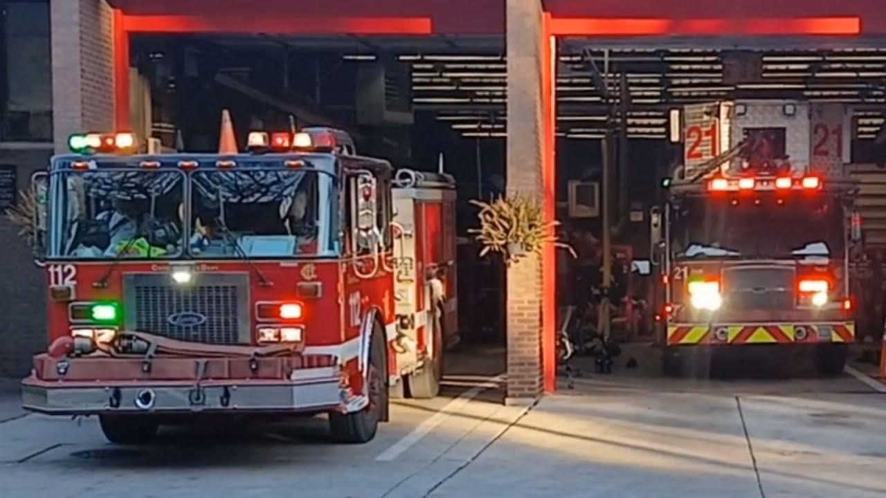 Chicago Fire Dept Engine 112 & Tower 21 Responding - YouTube
