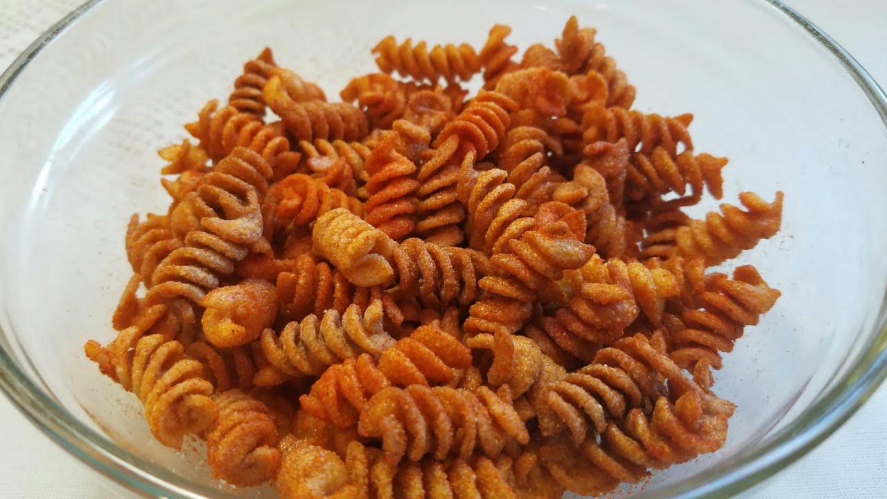 Crispy Pasta Snack (Kurkure) | Mom & Daughter's Cookery - YouTube