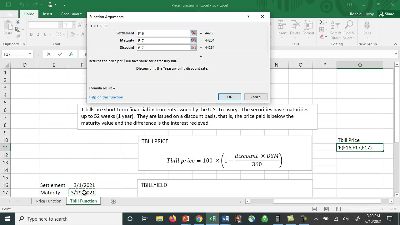 Tbill Calculations in Excel - YouTube