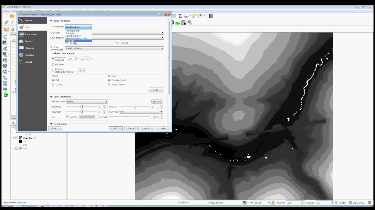 invert for single band psudo color raster - YouTube