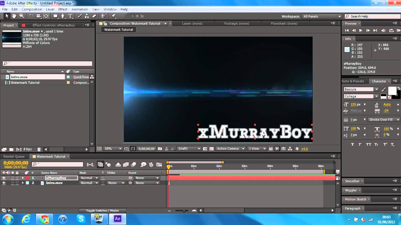 Ben's Tuts | Making a Watermark in After Effects - YouTube