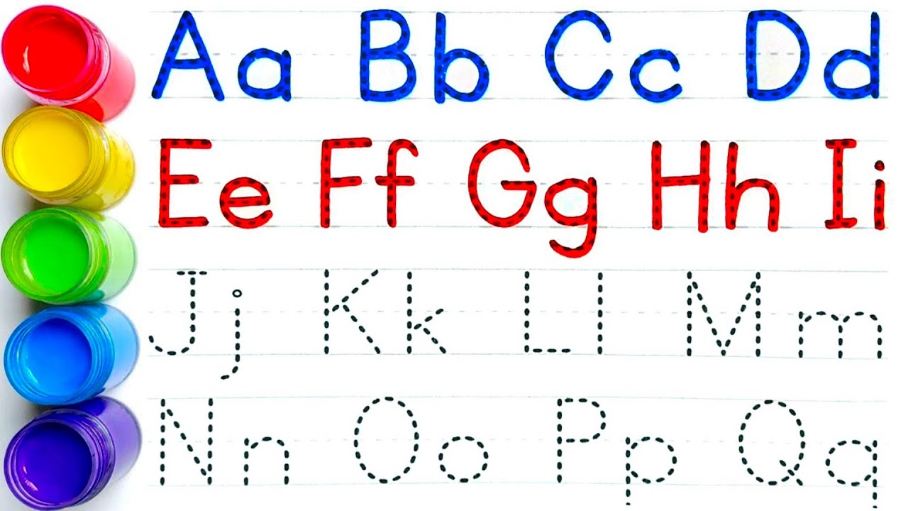 Collection of uppercase & lowercase alphabet dotted lines, ABCD ...
