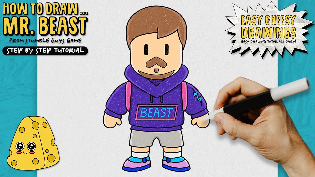 How to Draw MR.BEAST 😎💸 (Stumble Guys) | Easy Step-By-Step Drawing ...