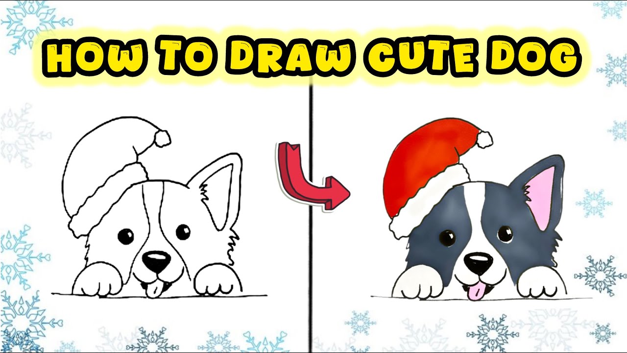 How to Draw a Cute Dog with Christmas Vibes – Festive Holiday Drawing ...