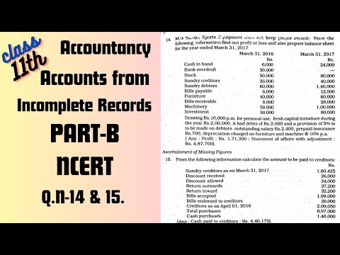 | Accounts from Incomplete Records | Q.N- 14 & 15 | Class-11th NCERT ...
