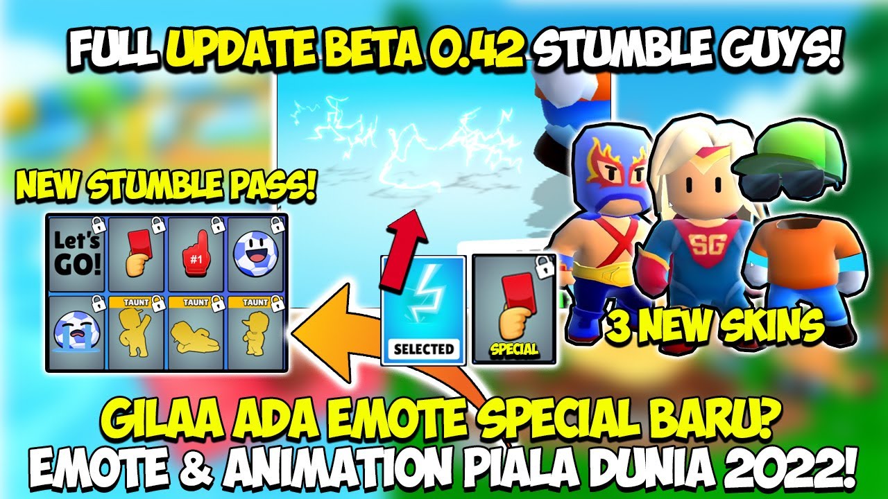 FULL UPDATE STUMBLE GUYS BETA 0.42! EMOJI KUNGFU, 3 SKIN BARU & EMOTE ...
