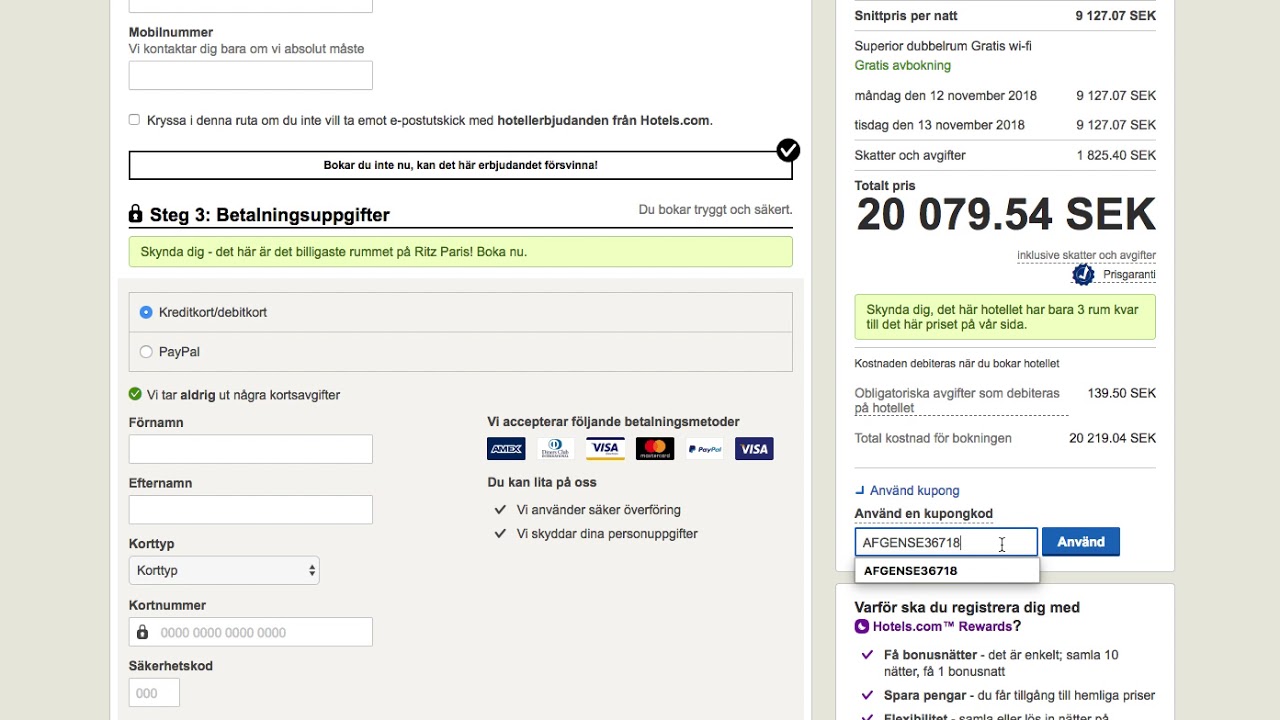 Hotels.com rabattkod - YouTube