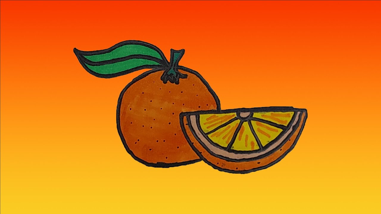 How to draw Orange🍊easy steps| Easy orange drawing🍊| Orange Fruits ...