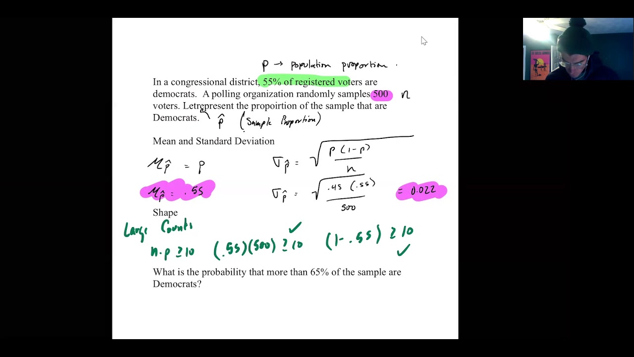 Sampling Distribution of p hat example - YouTube