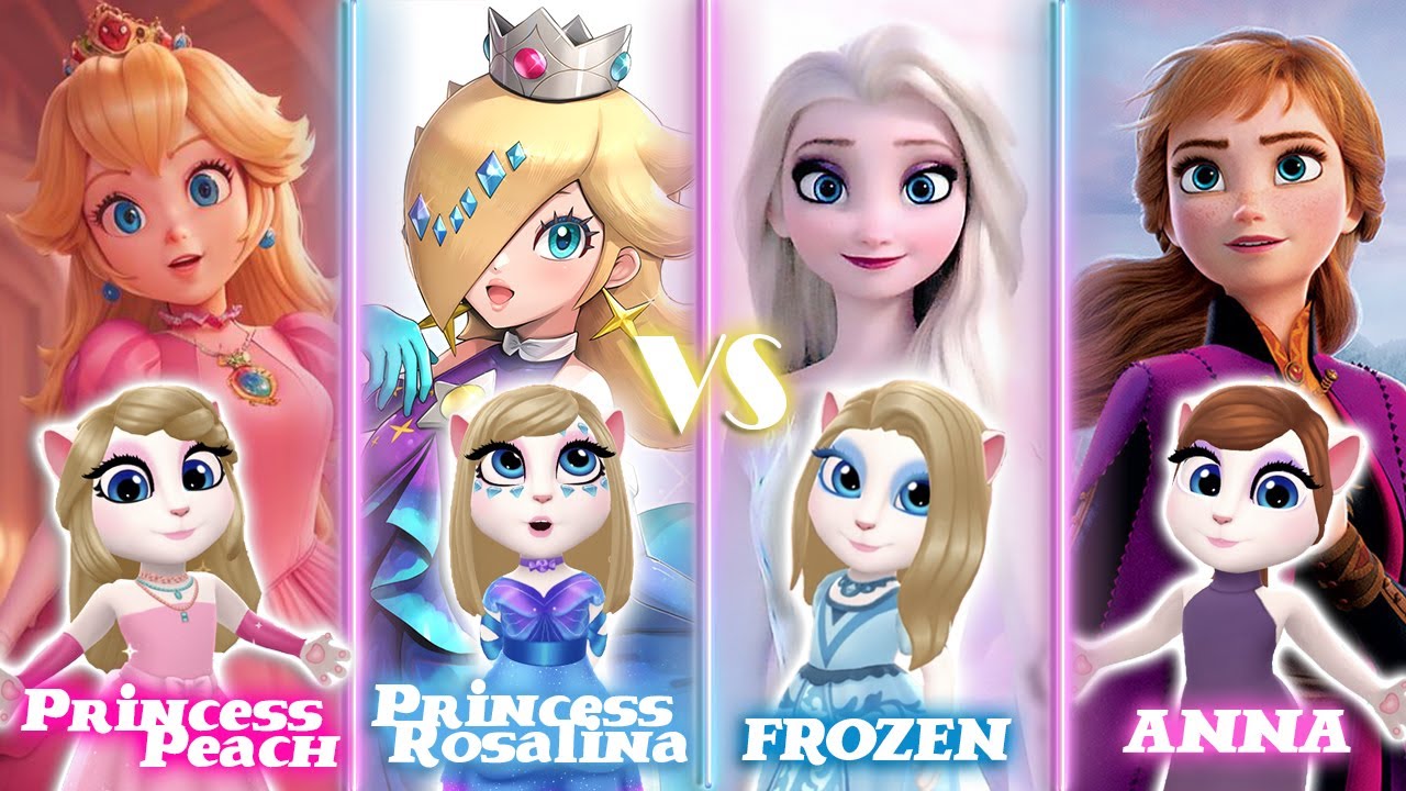 My talking angela 2 || Princess Form Mario Bros || Peach 🍑and Rosalina🌹 ...