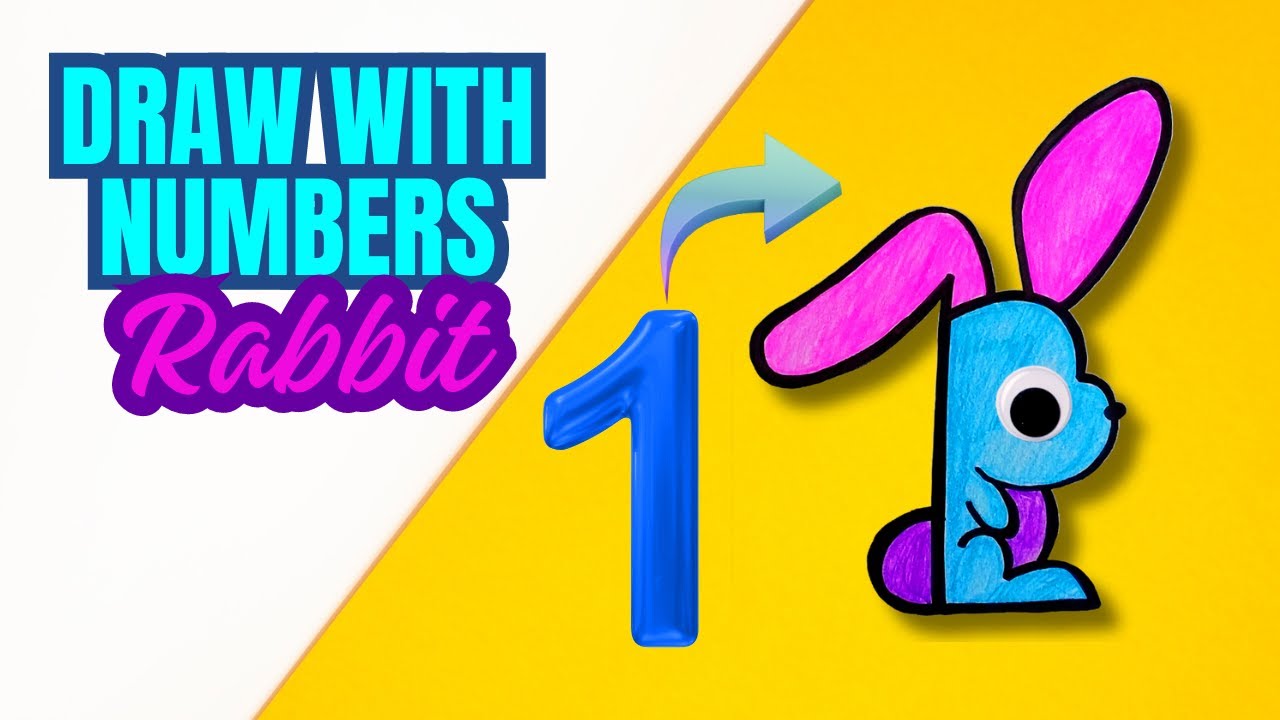 How to Draw Rabbit | Rabbit Drawing | With Number 1 | Rabbit Drawing ...