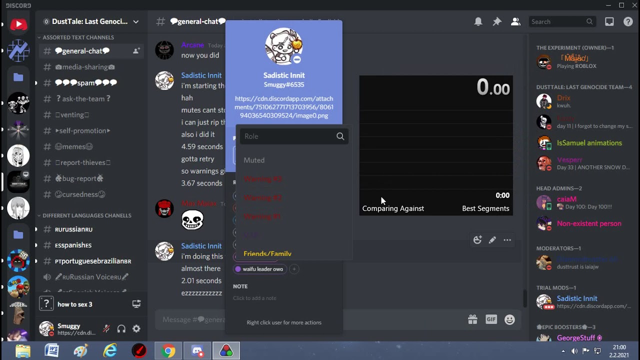 speedrunning getting a warn role in discord - YouTube