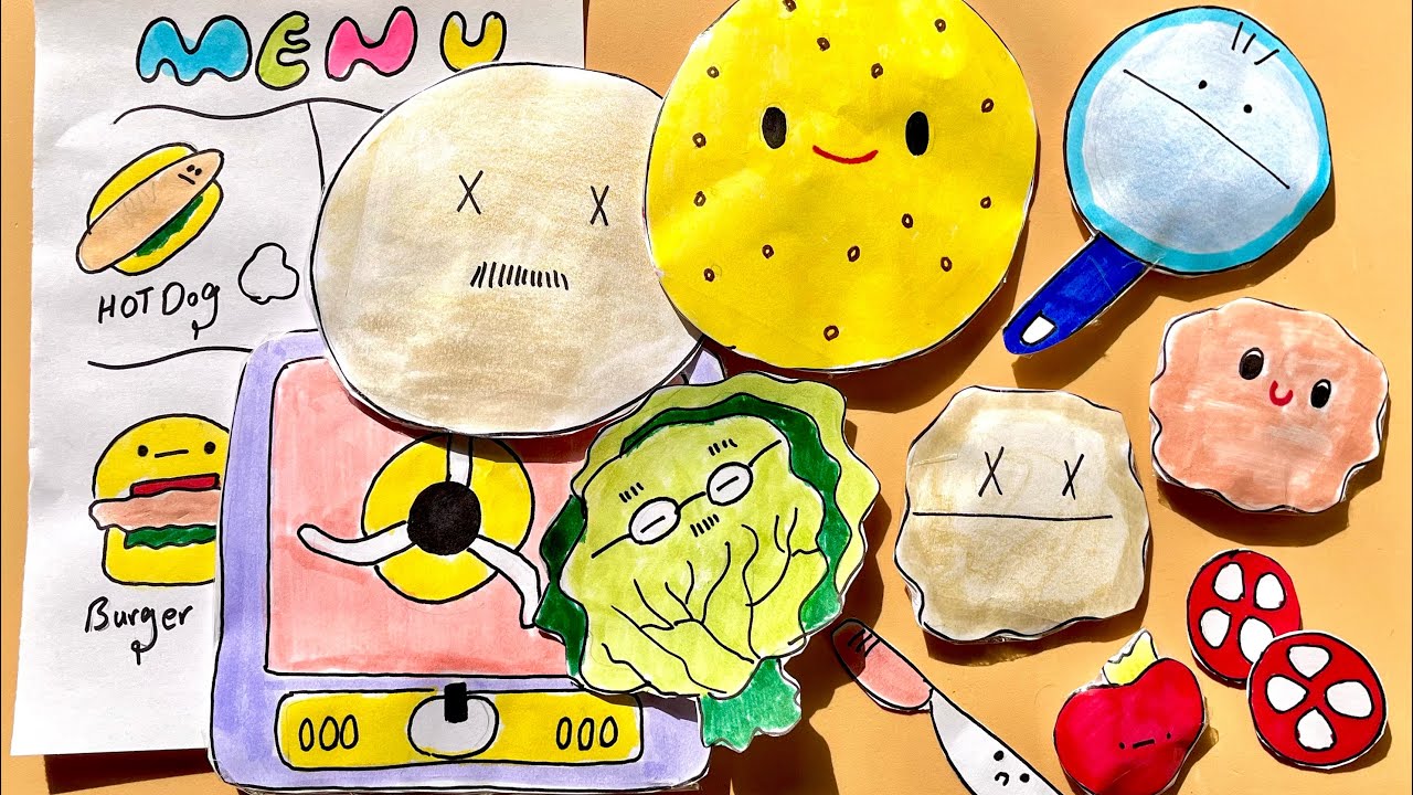 🍔paper diy🍔Hamburger cooking 🍔👨🏻‍🍳 +Tutorial |ASMR | papercooking🥰 ...