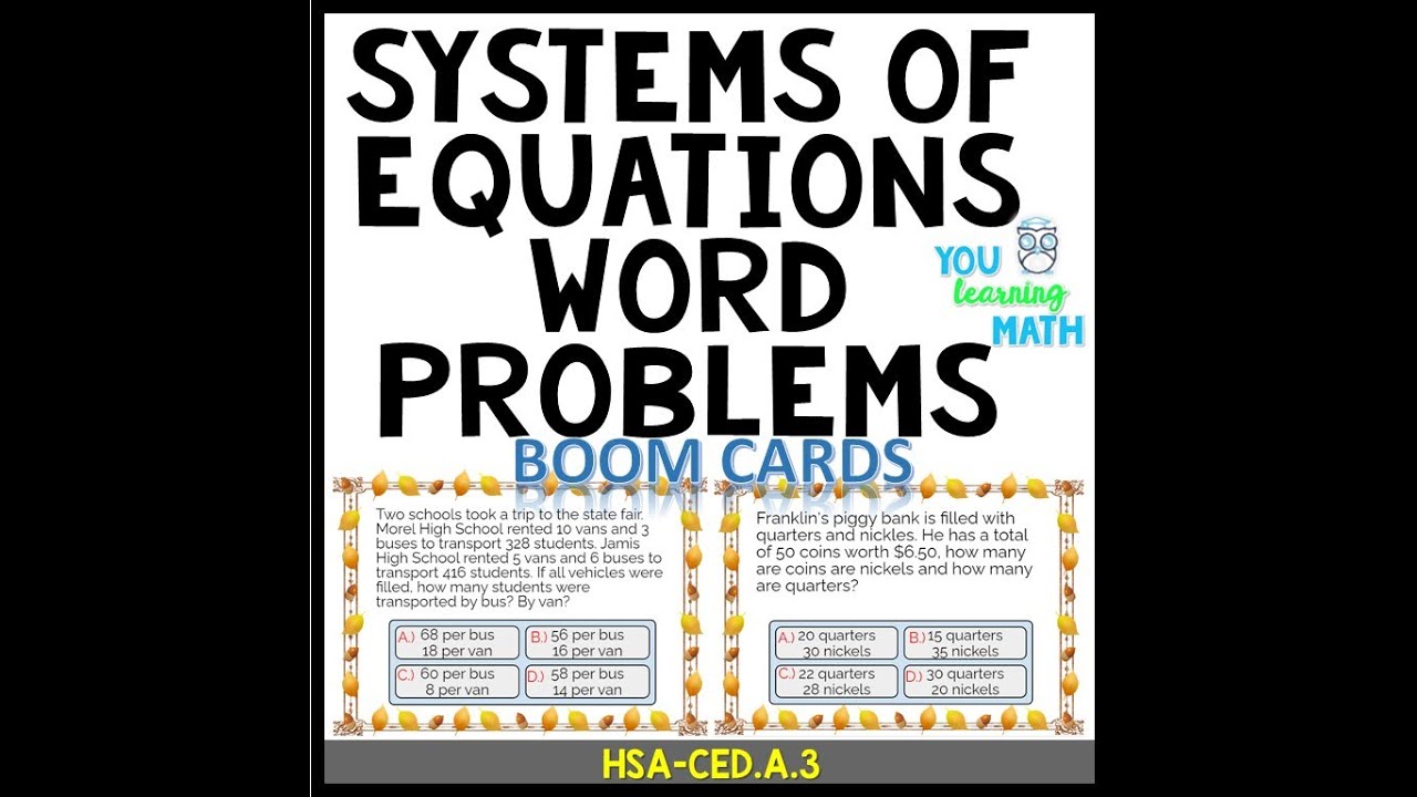 Systems of Equations Word Problems BOOM Card Preview - YouTube