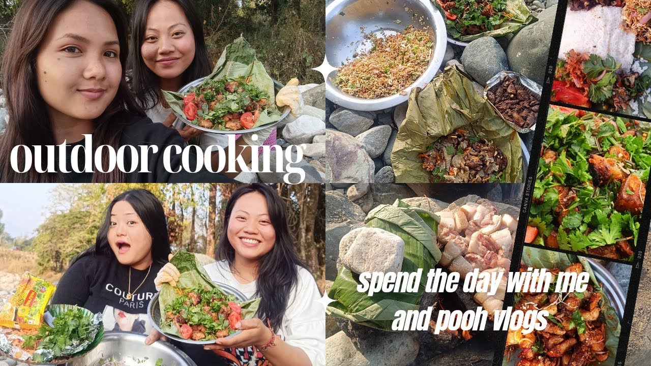 Primitive Way Of Cooking Mushroom 🍄/Pork Roast / COOKING ON ROCK ...