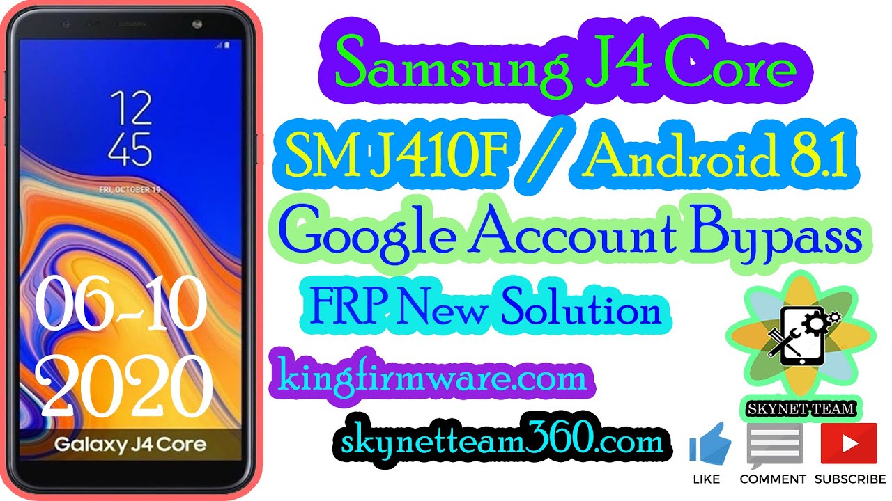 Samsung J4 Core SM J410F Android 10 Google Frp Bypass Easy Method - YouTube