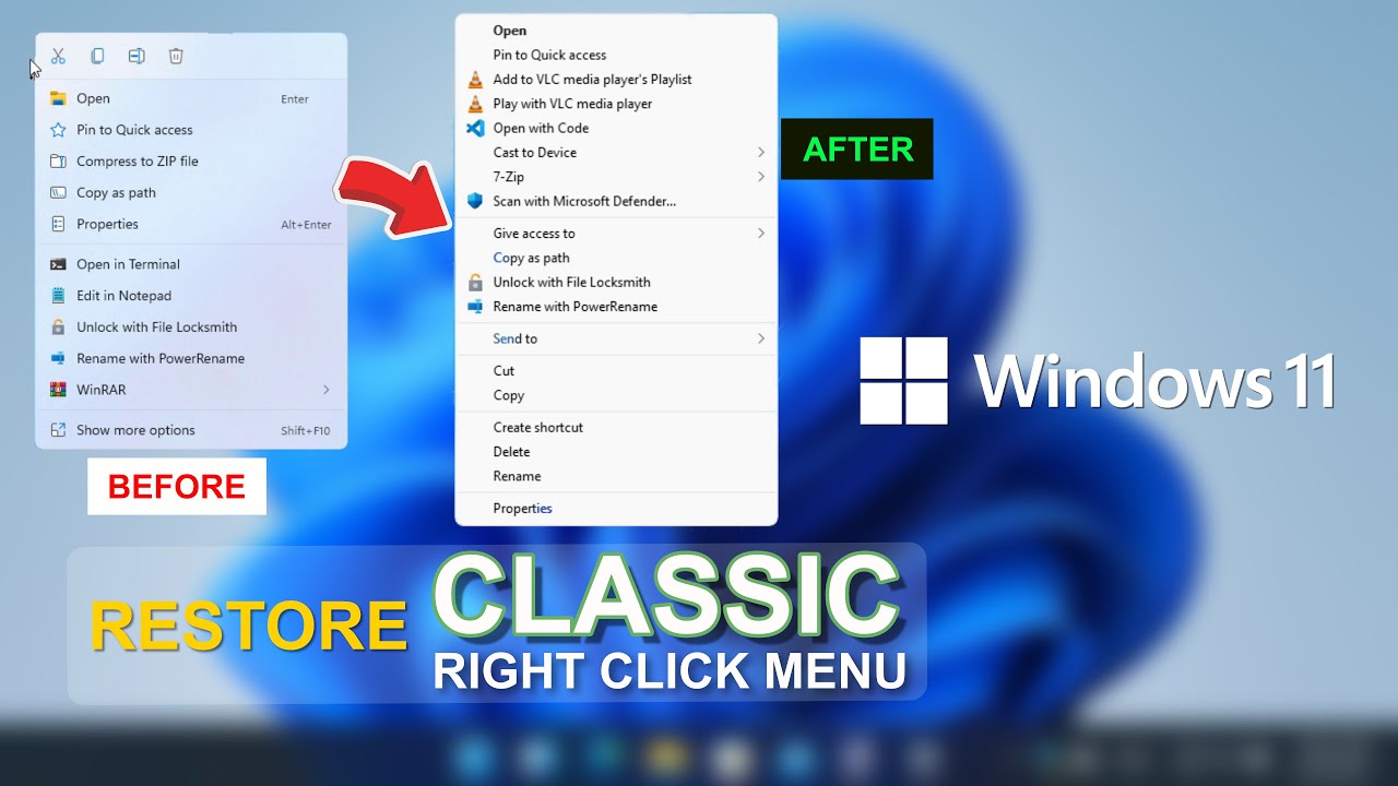Restore CLASSIC Right-Click Context Menu in Windows 11 Easily - YouTube