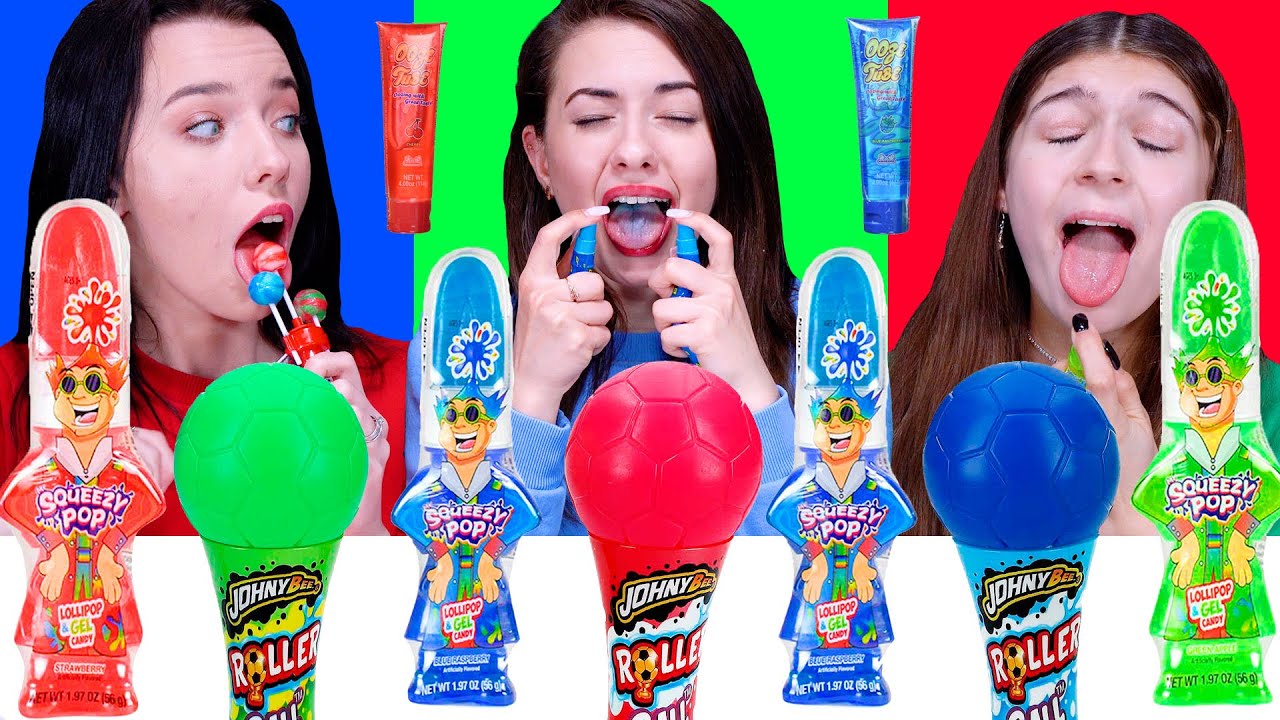 ASMR Red vs Green vs Blue Color Food Challenge! Eating Only ONE Color ...