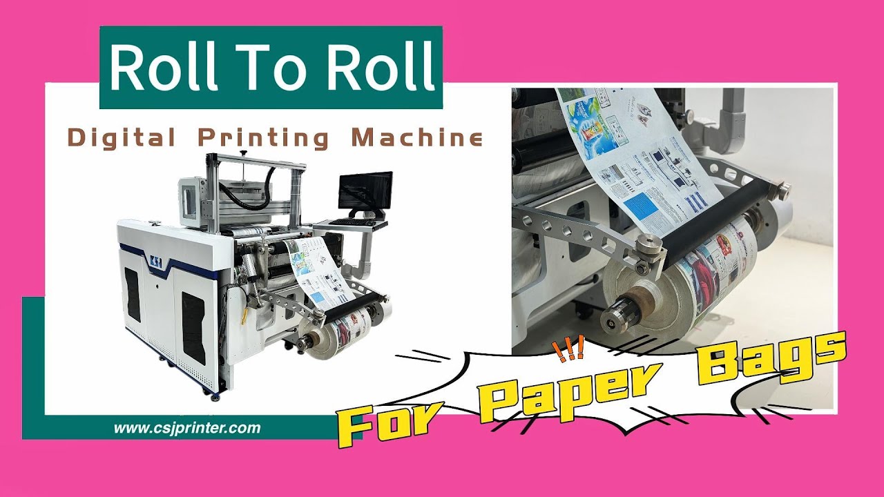 CSJ-600DJ Roll To Roll Digital Printing Machine For Paper Bags - YouTube