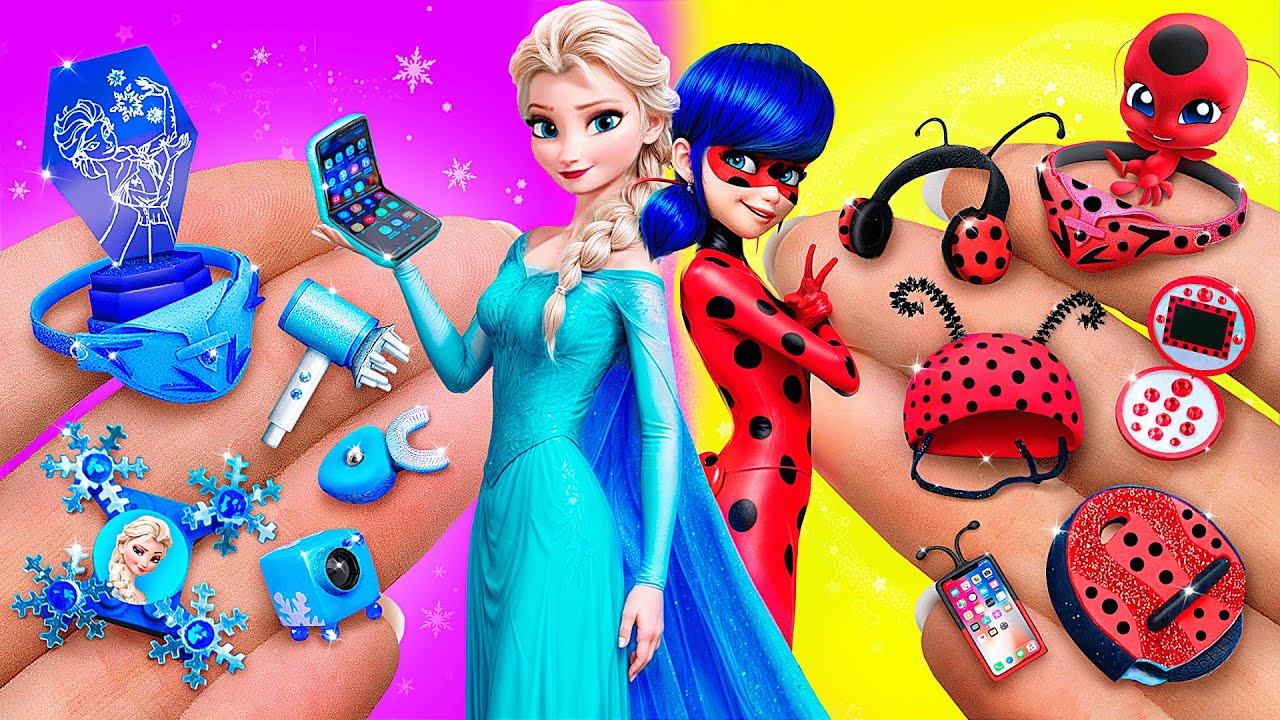 Elsa Frozen & Miraculous Ladybug! Mini Gadgets Challenge! DIYs for ...