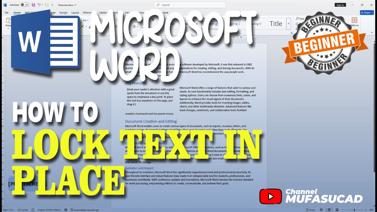 Microsoft Word How To Lock Text In Place - YouTube