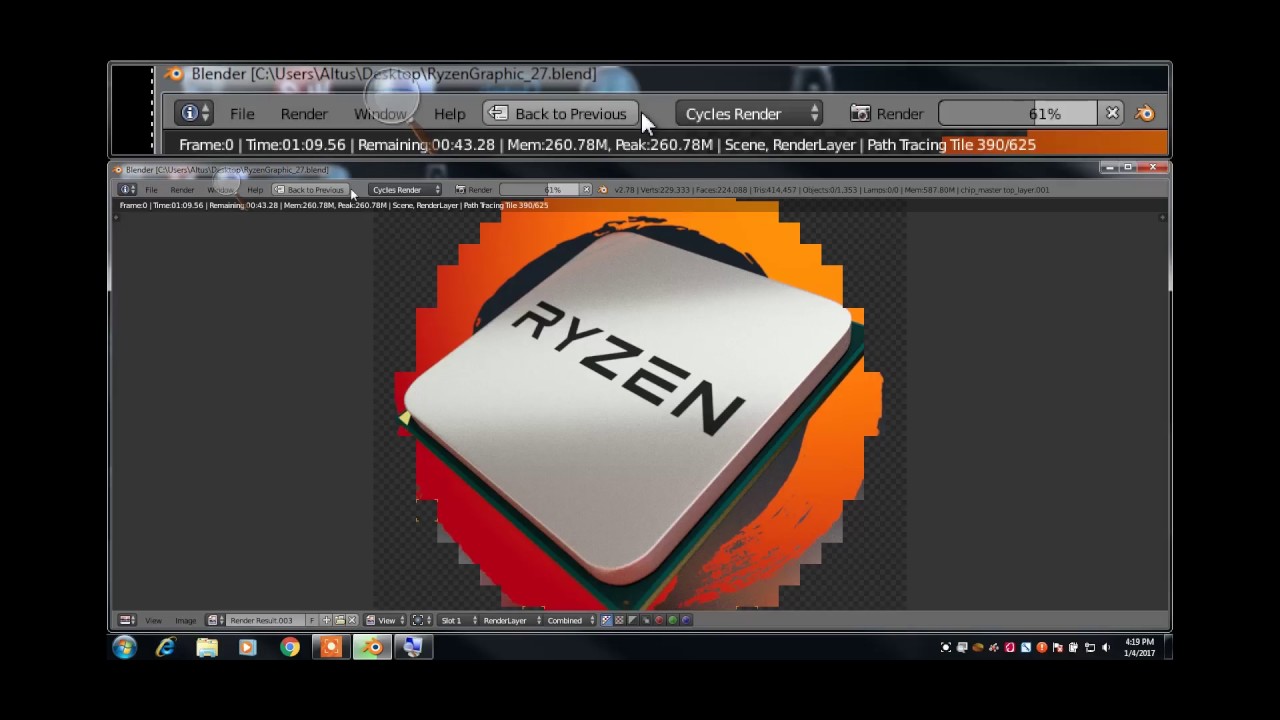 AMD Ryzen Render with Intel i7 4702MQ - YouTube