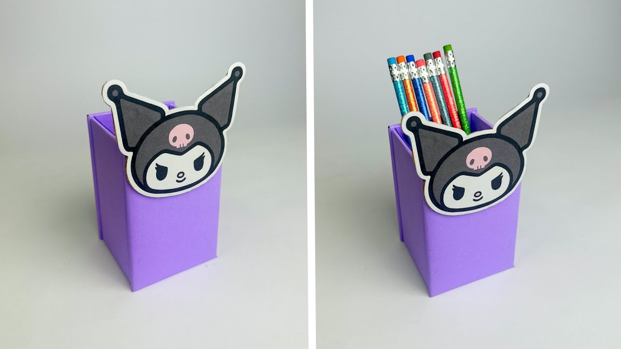 DIY Kuromi Pen Holder - DIY Desktop Organizer by Cardboard Pen Holder ...