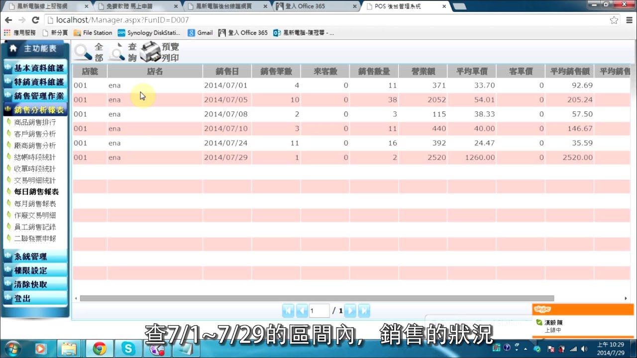【POS365】PC用戶POS後台「報表：銷售分析-每日銷售額」☎07-7161125｜POS系統免費申請｜POS機最划算｜POS365鳳新 ...
