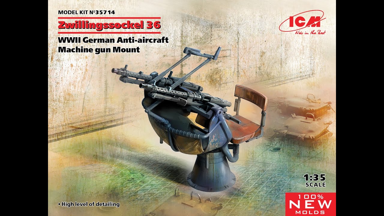 Review of the scale model ICM 35714 Zwillingssockel 36 WWII German Anti ...