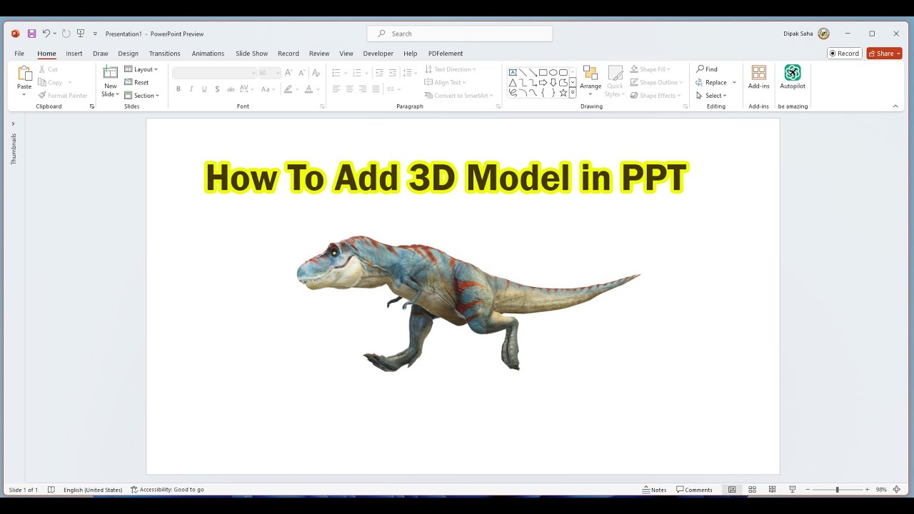 How to Add 3D Animated Model In PowerPoint || 3D Model Add ...