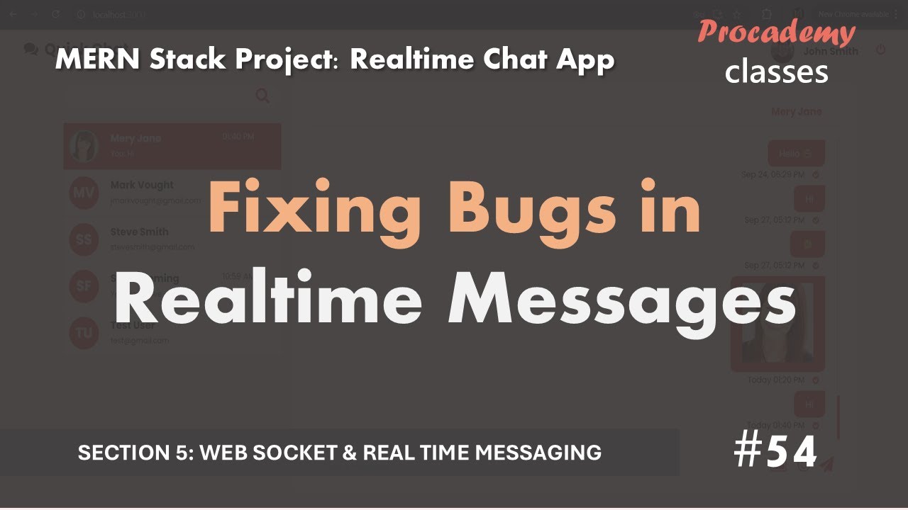 #54 Fixing bugs in Realtime Messages | Real Time Chat App | MERN Stack ...