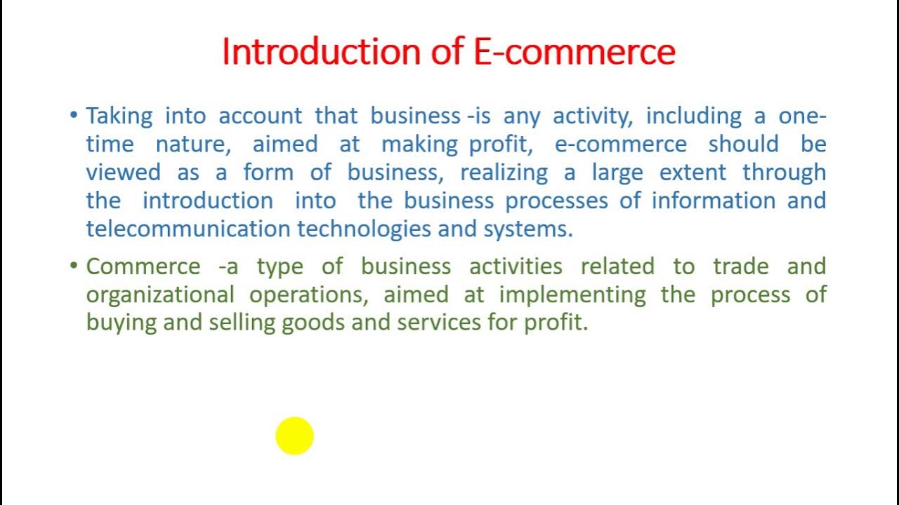Unit - 4 - Lecture 01 Introduction of E commerce and Evolution in E ...