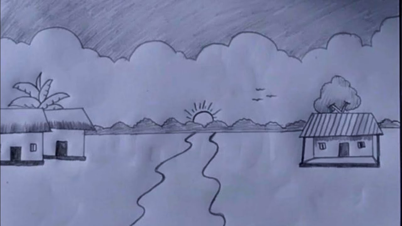 How to draw A Village house || ☞Step by step - YouTube