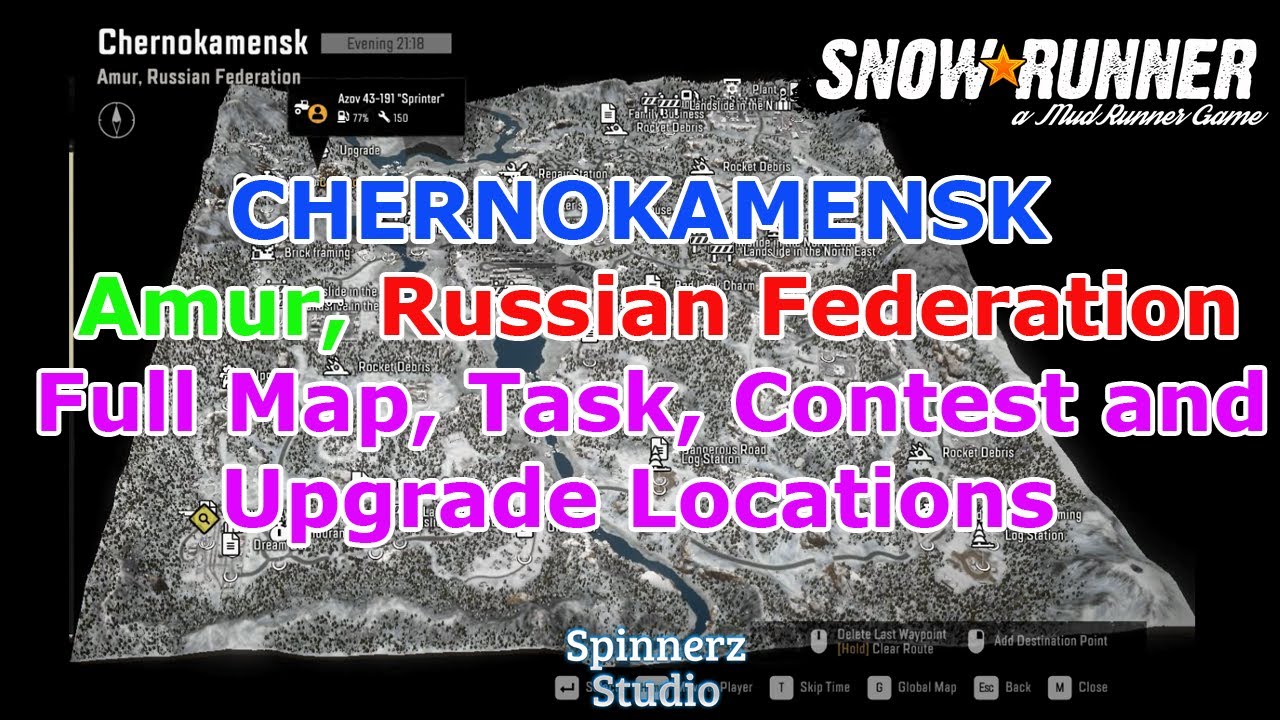 SnowRunner - Chernokamensk Full Map and Upgrade Locations - YouTube