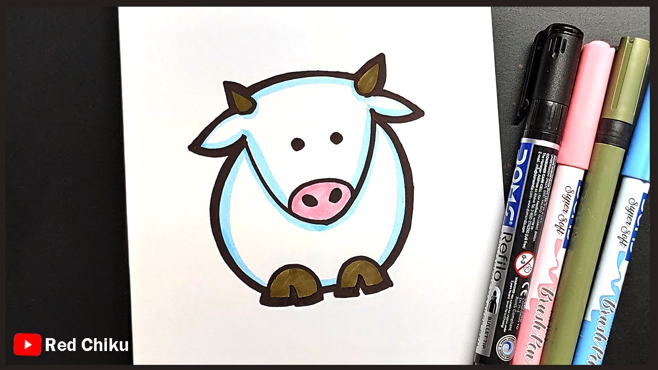 How To Draw A Cute Cartoon Cow || How To Draw A Cow || Cow Drawing Easy ...