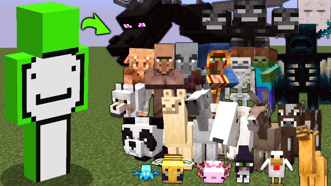 Minecraft all mobs & bosses as "DREAM" - YouTube