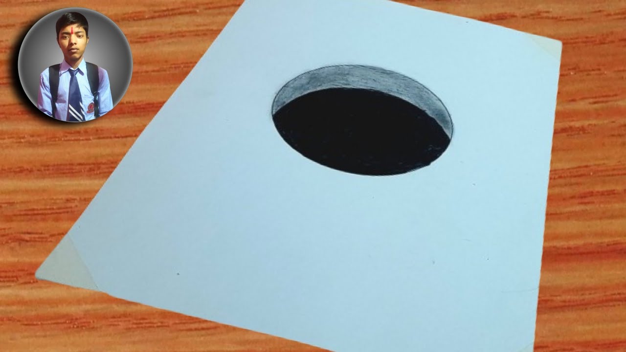 How to Draw 3D Hole Drawing On Optical illusion With Paper Trick 3D ...