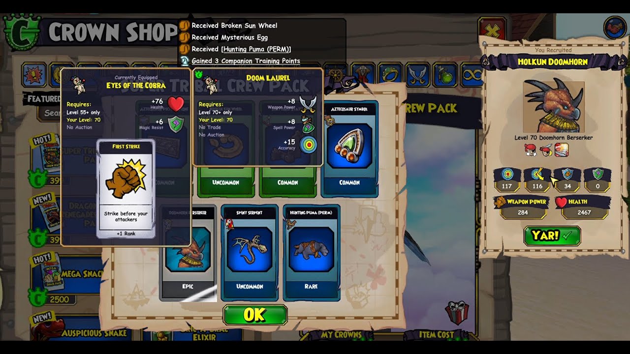 Pirate101 80k Crowns Super Tribal Crew pack opening - YouTube