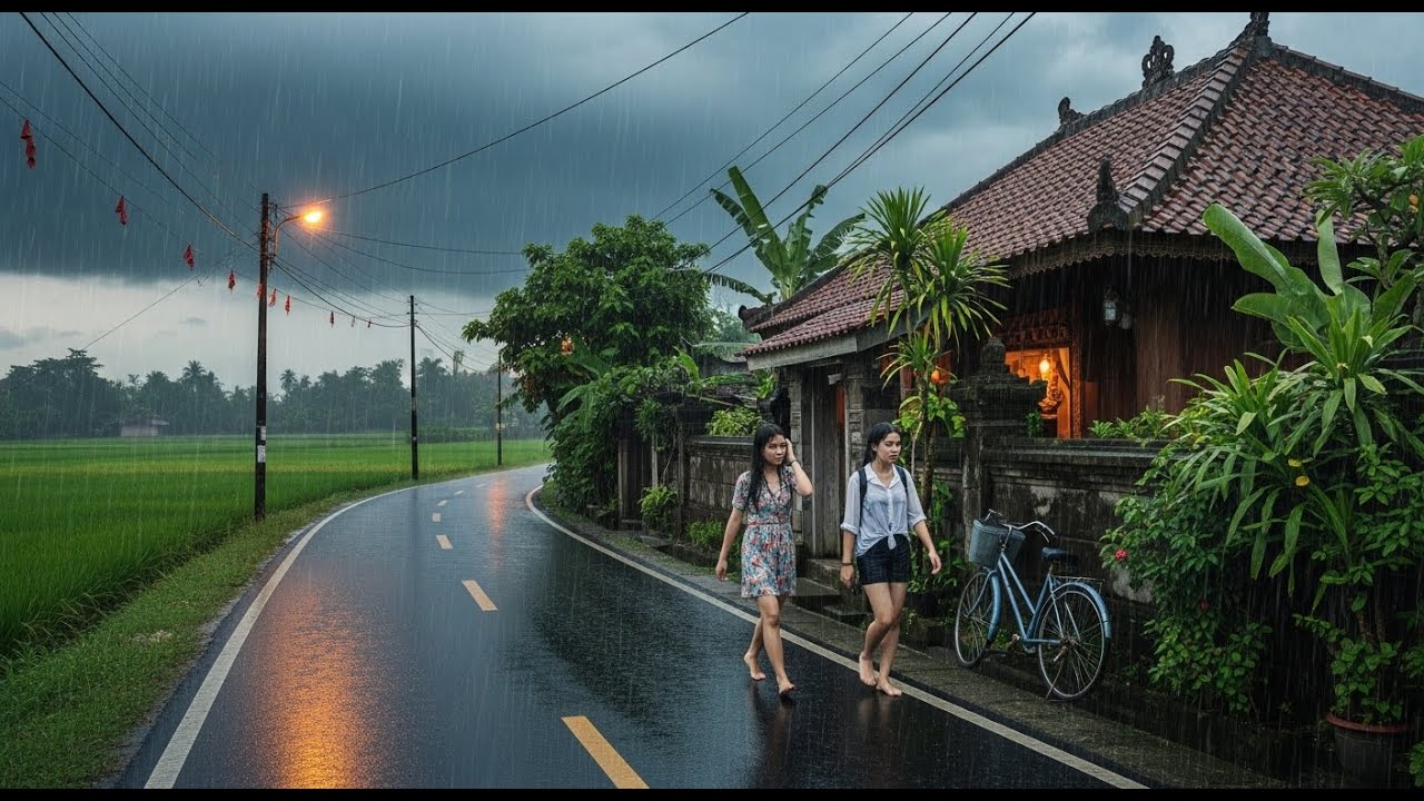 The most powerful rainstorm and thunder in history in the village ...