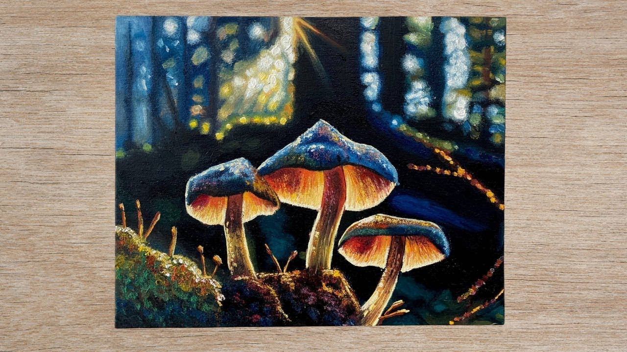 How to paint mushrooms. / Oil painting tutorial for beginners. - YouTube