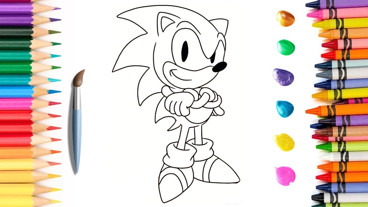 Drawing, Coloring And Glittering Sonic The Hedgehog 🌀🦔🌀 Easy Drawing ...