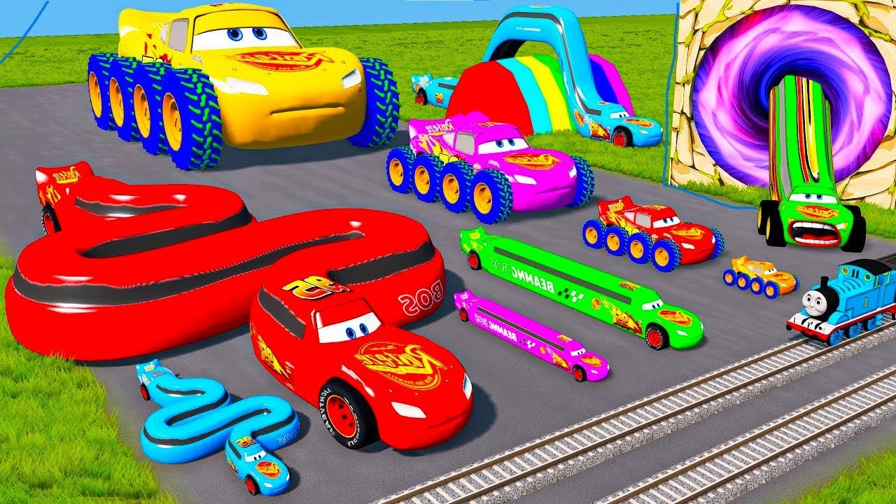 Big & Small Long: Red Mack Truck vs Green Mack Truck vs Blue Mack Truck ...